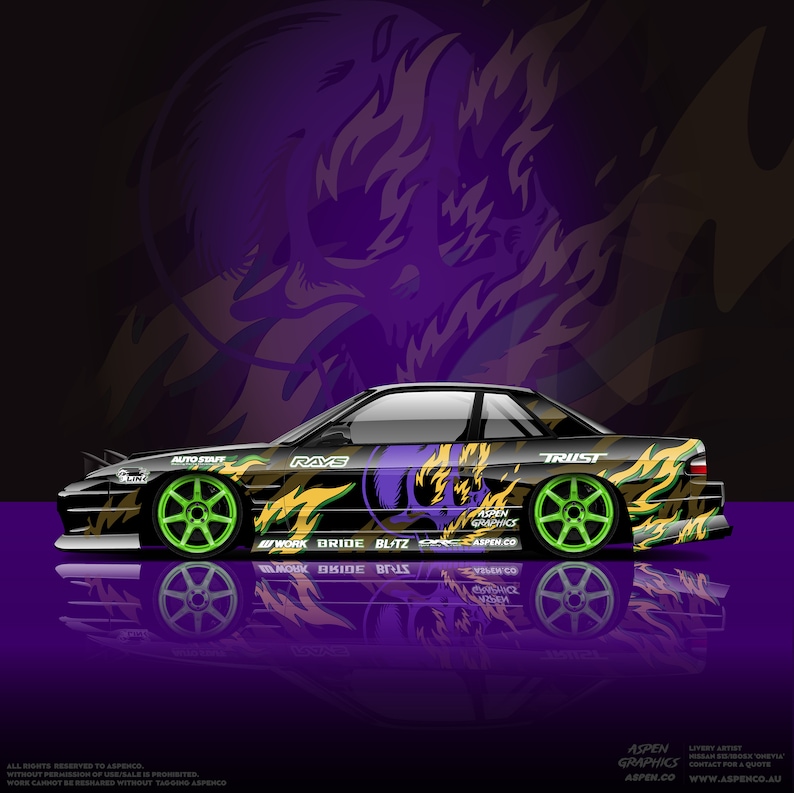 Wild Fire Drift Livery Wrap Template ~ Decal, Motorsport Livery ...