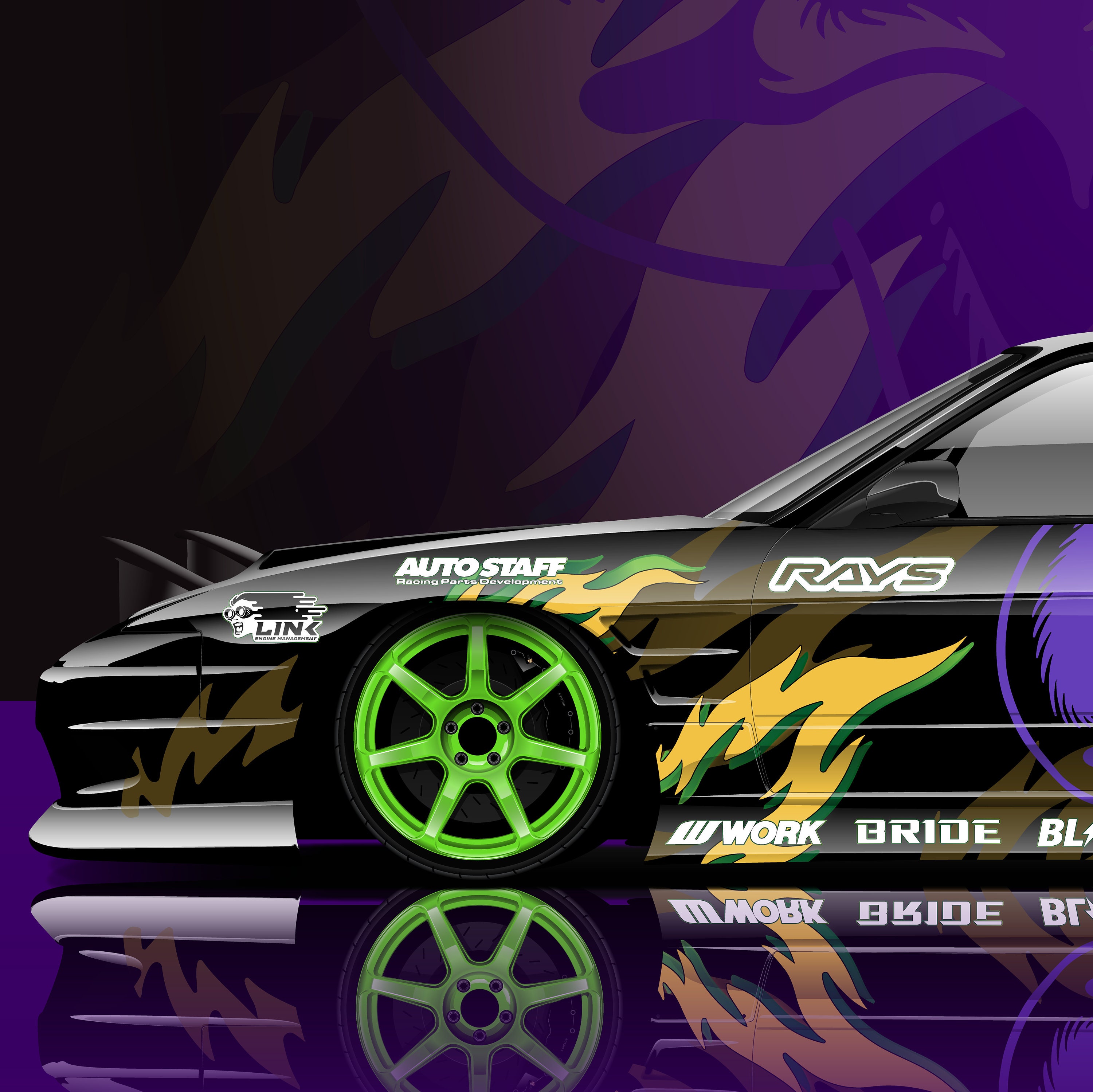 Wild Fire Drift Livery Wrap Template ~ Decal, Motorsport Livery ...