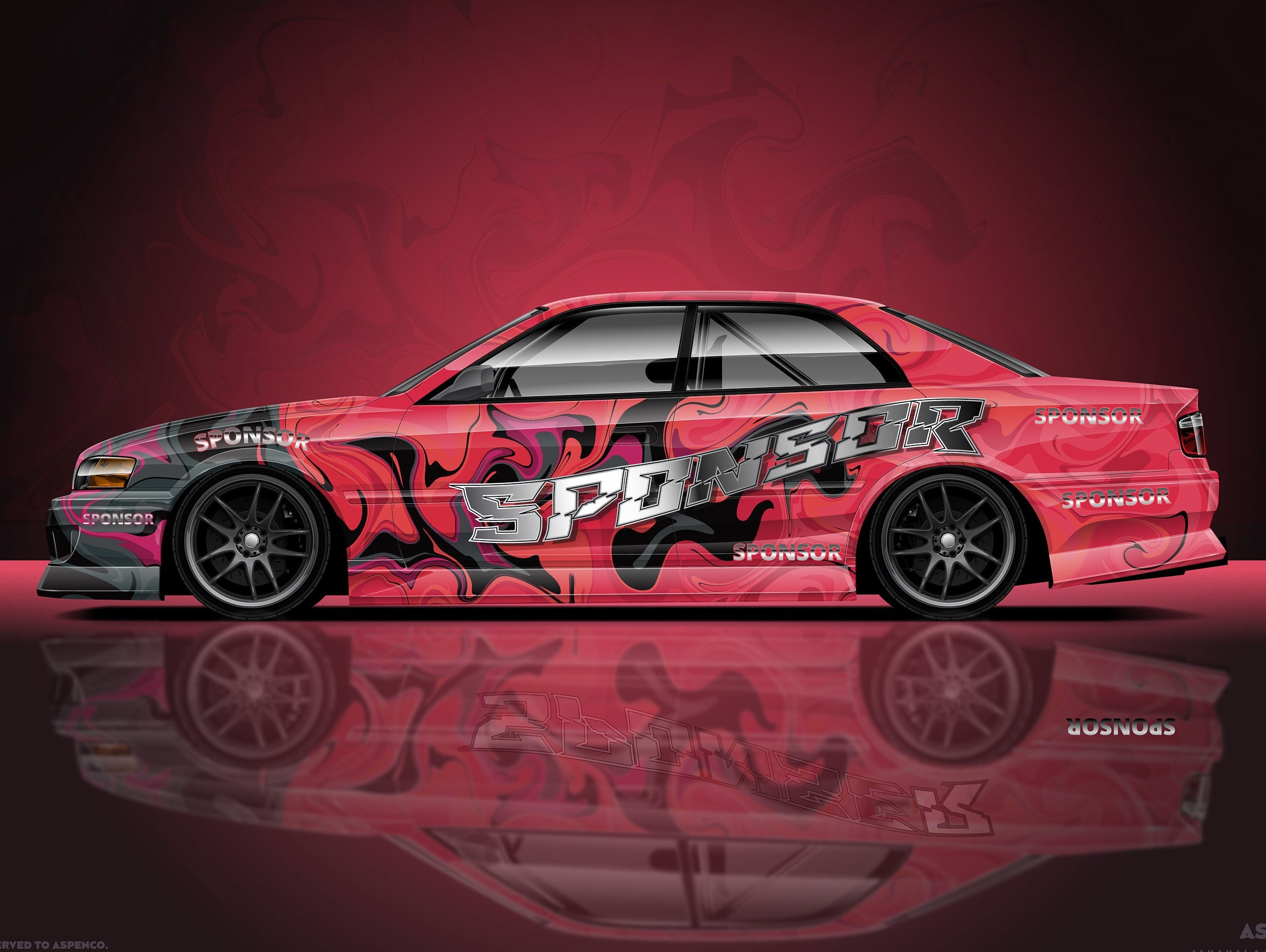 Pink Swirl Livery ~ Car Decal, Custom Car Livery, Motorsport Livery ...
