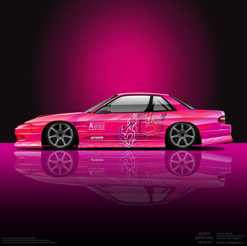 Pink Flaming Heart Drift Livery ~ Decal, Motorsport Livery, Digital ...