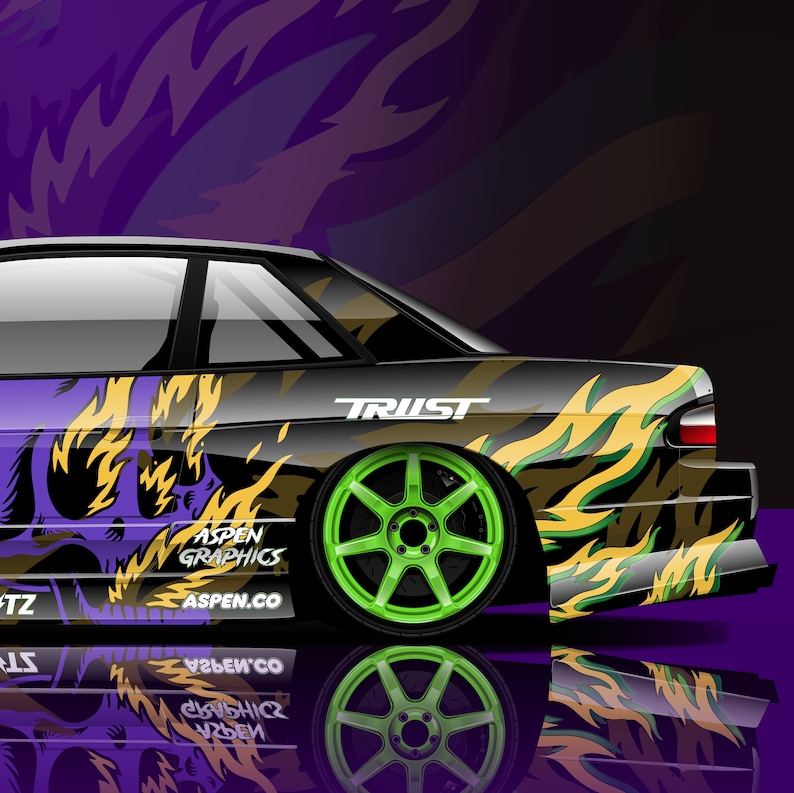 Wild Fire Drift Livery Wrap Template ~ Decal, Motorsport Livery ...