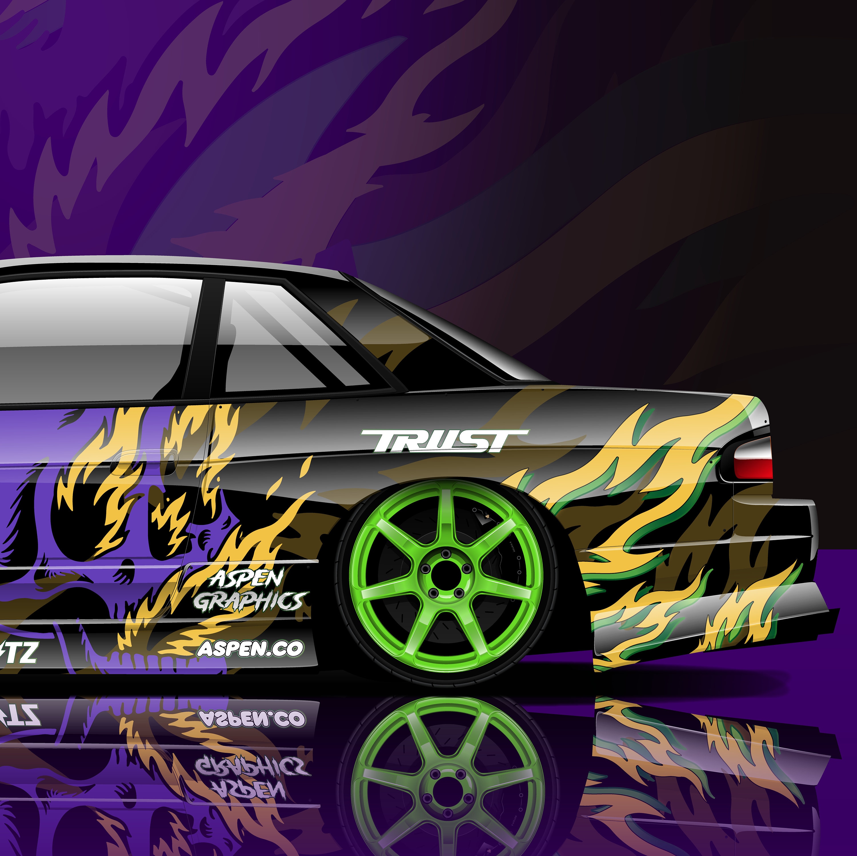 Wild Fire Drift Livery Wrap Template ~ Decal, Motorsport Livery, Digital Download File, Vehicle ...