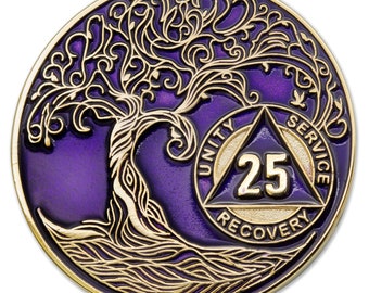 1 to 60 Year Tree of Life Specialty AA Recovery Medallion Tri-plated ...