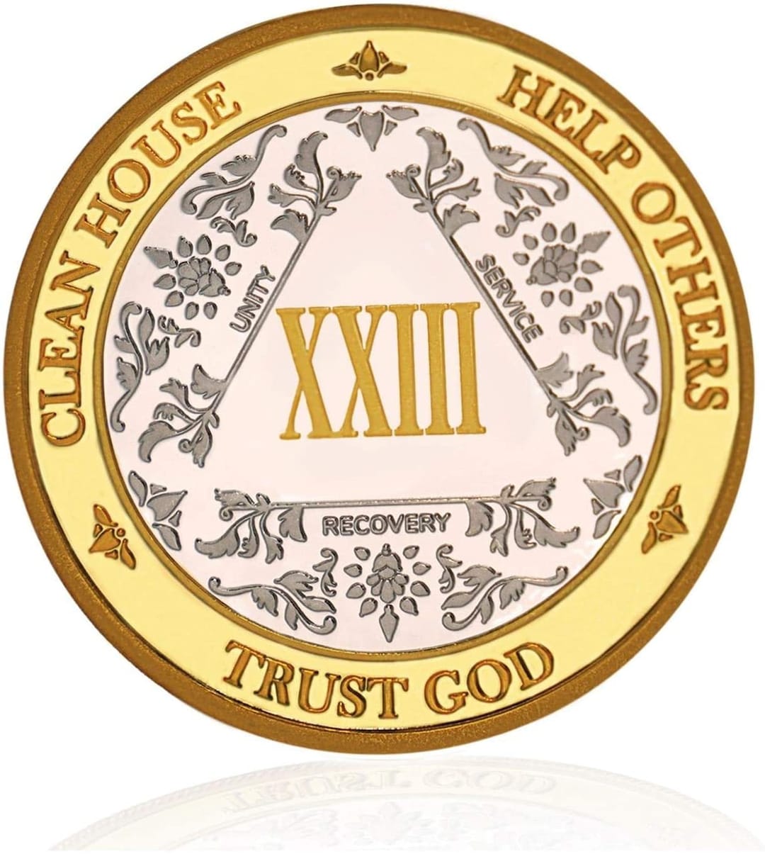 24K Gold & Sterling Silver 23 Year AA Medallion - Bi-plate Fancy Twenty ...
