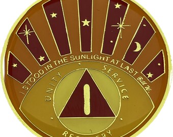 10 Year Sobriety Mint Twisted Tree of Life Gold Plated AA Recovery ...