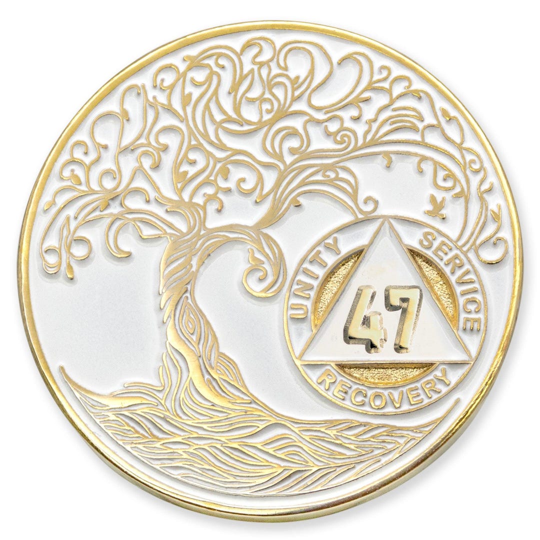 47 Year Sobriety Mint Twisted Tree of Life Gold Plated AA Recovery ...