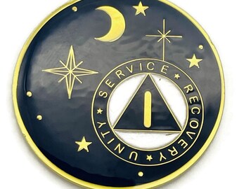 18 Year Sobriety Mint Twisted Flames Gold Plated AA Recovery Medallion ...