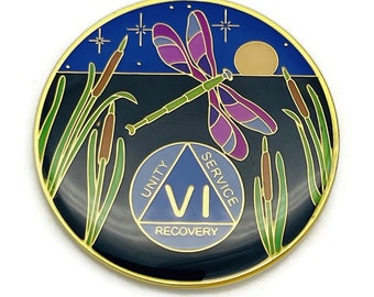 18 Year Sobriety Mint Twisted Flames Gold Plated AA Recovery Medallion ...