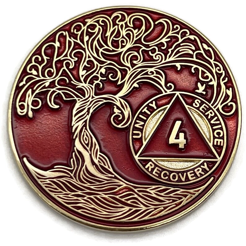 1 to 30 Year Sobriety Mint Twisted Tree of Life Gold Plated AA Recovery ...