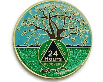 39 Year Sobriety Mint Twisted Tree of Life Gold Plated AA Recovery ...