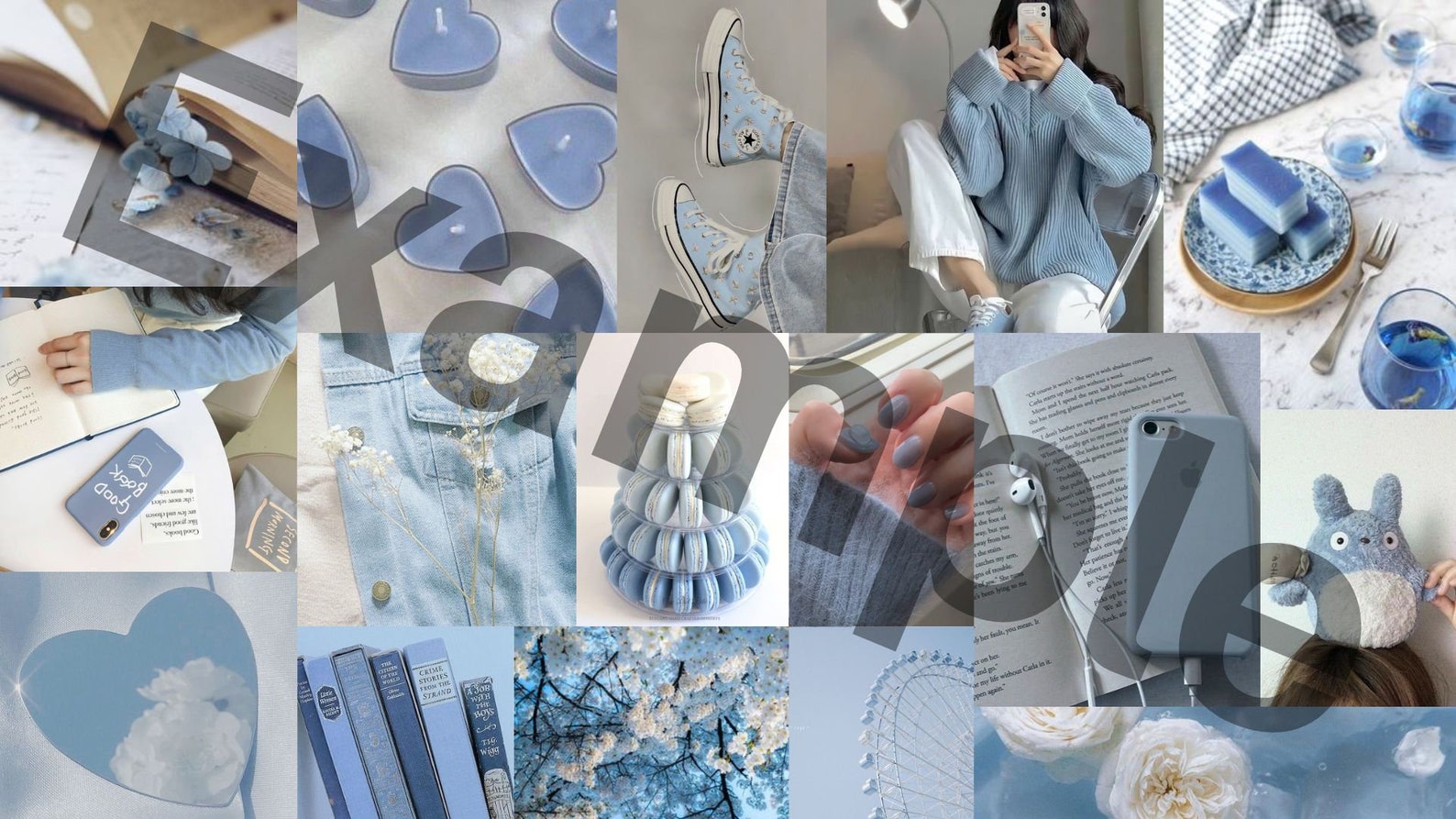 Desktop Wallpaper Laptop Wallpaper Blue and White Collage - Etsy Canada