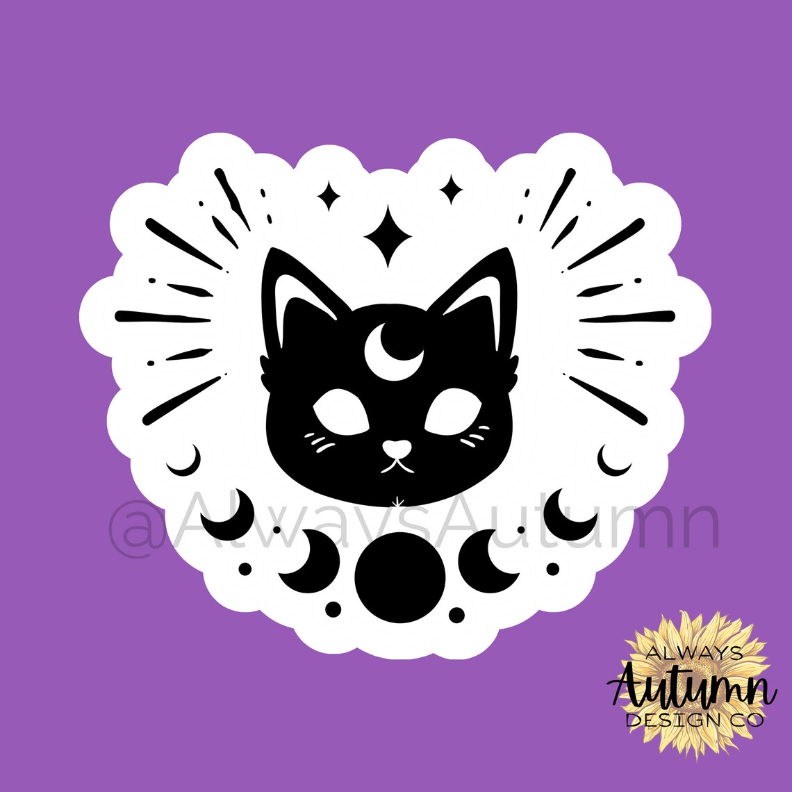 Cat Face and Moon Stages // Celestial Collection Sticker - Etsy