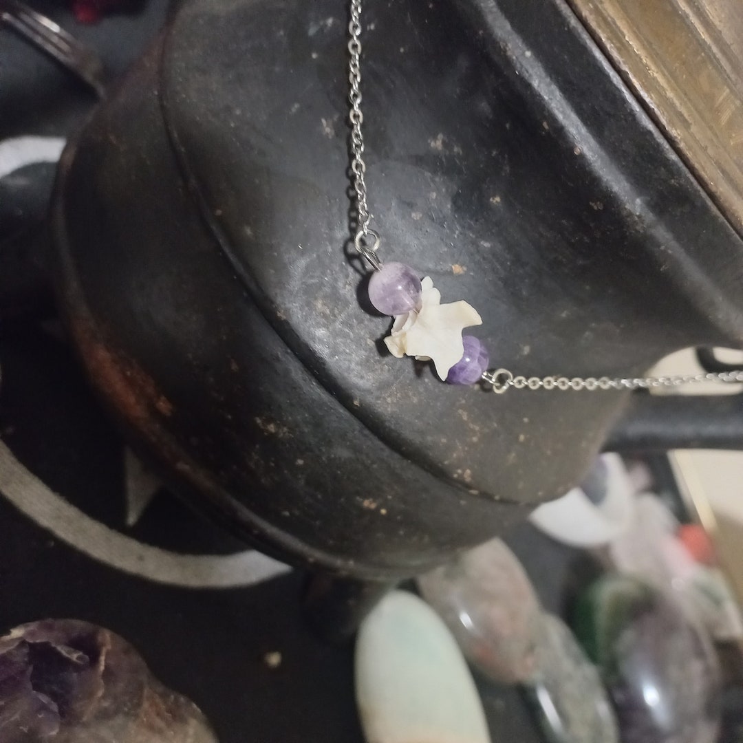 Snake Vertebrae Ball Python W/ Amethyst Necklace - Hand Crafted - Etsy