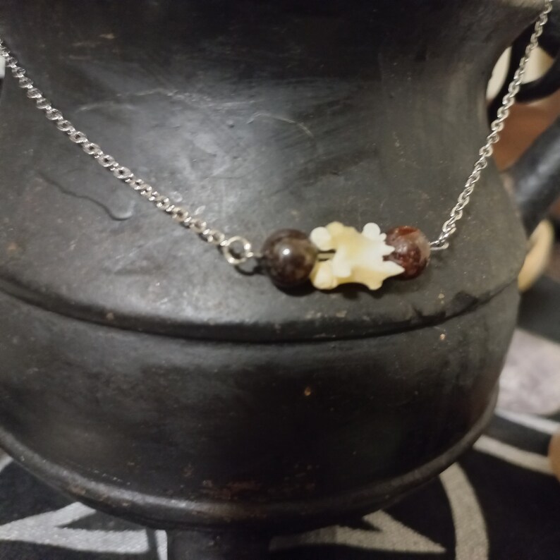 Snake Vertebrae W/ Garnet Necklace Hand Crafted - Etsy