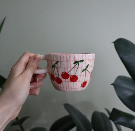 Ceramic Cherry Mug Handmade Ceramic Cherry Mug With Handle - Etsy