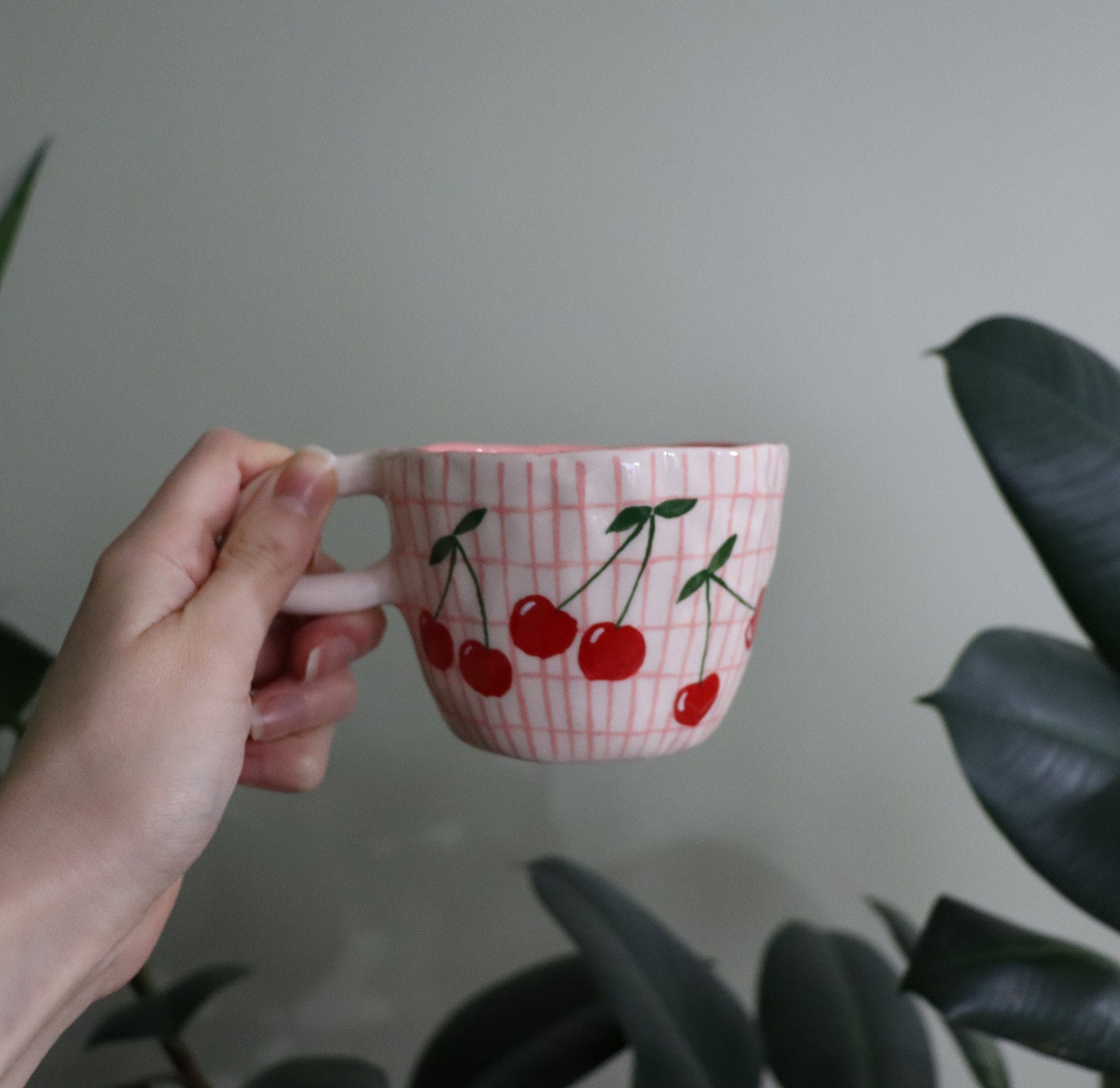 Ceramic Cherry Mug Handmade Ceramic Cherry Mug With Handle - Etsy