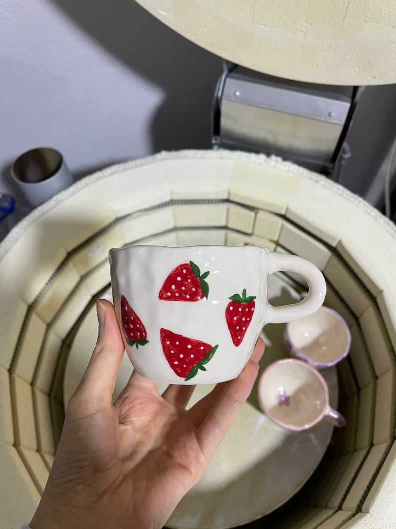 Handmade Ceramic Strawberry Mug With Handle - Etsy