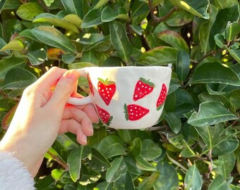 Handmade Ceramic Strawberry Mug With Handle | Etsy