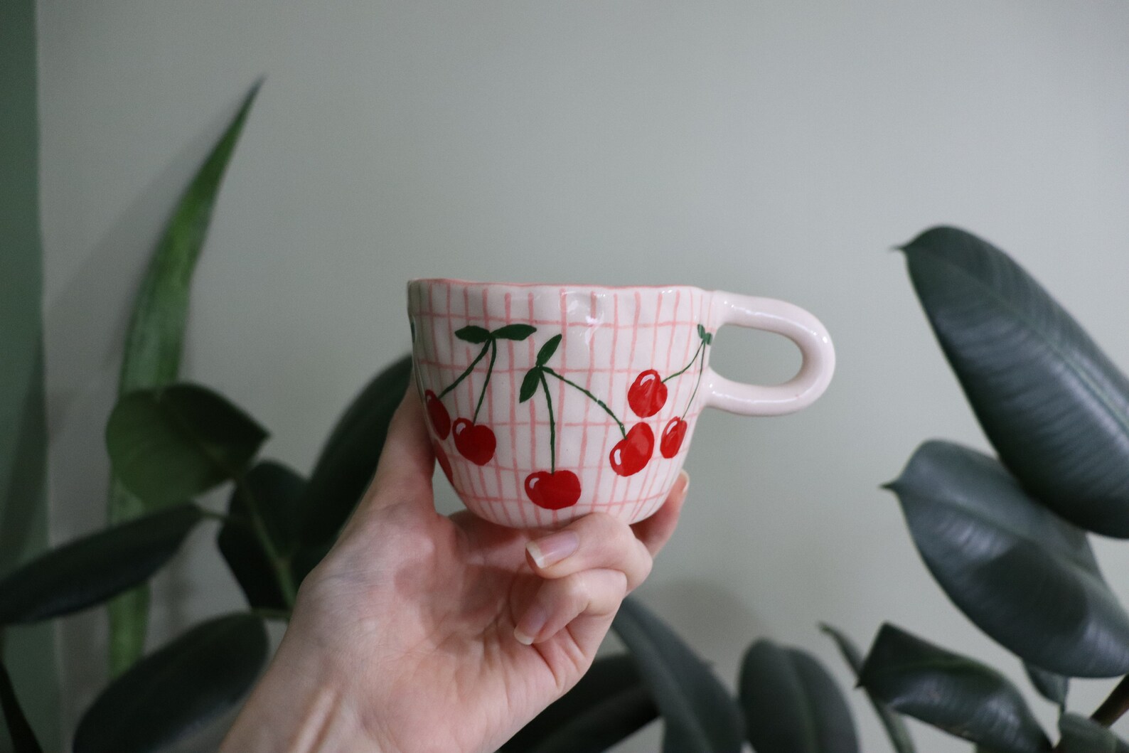 Ceramic Cherry Mug Handmade Ceramic Cherry Mug With Handle - Etsy