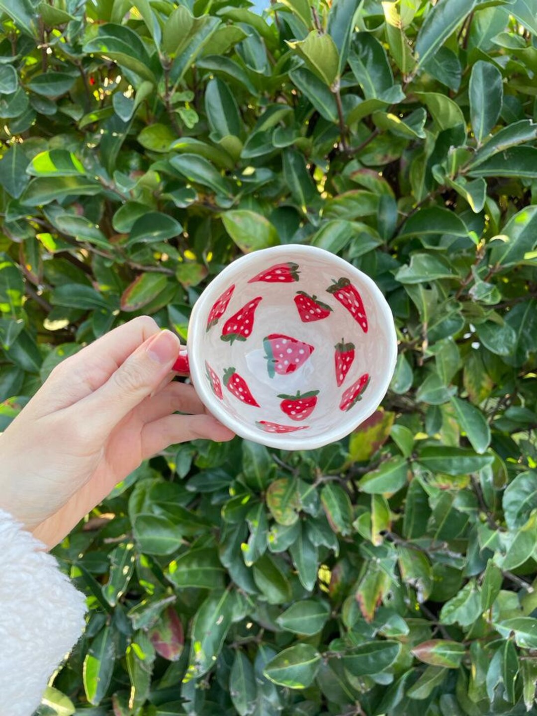 Handmade Ceramic Strawberry Mug With Handle / Handmade Mug / Strawberry ...