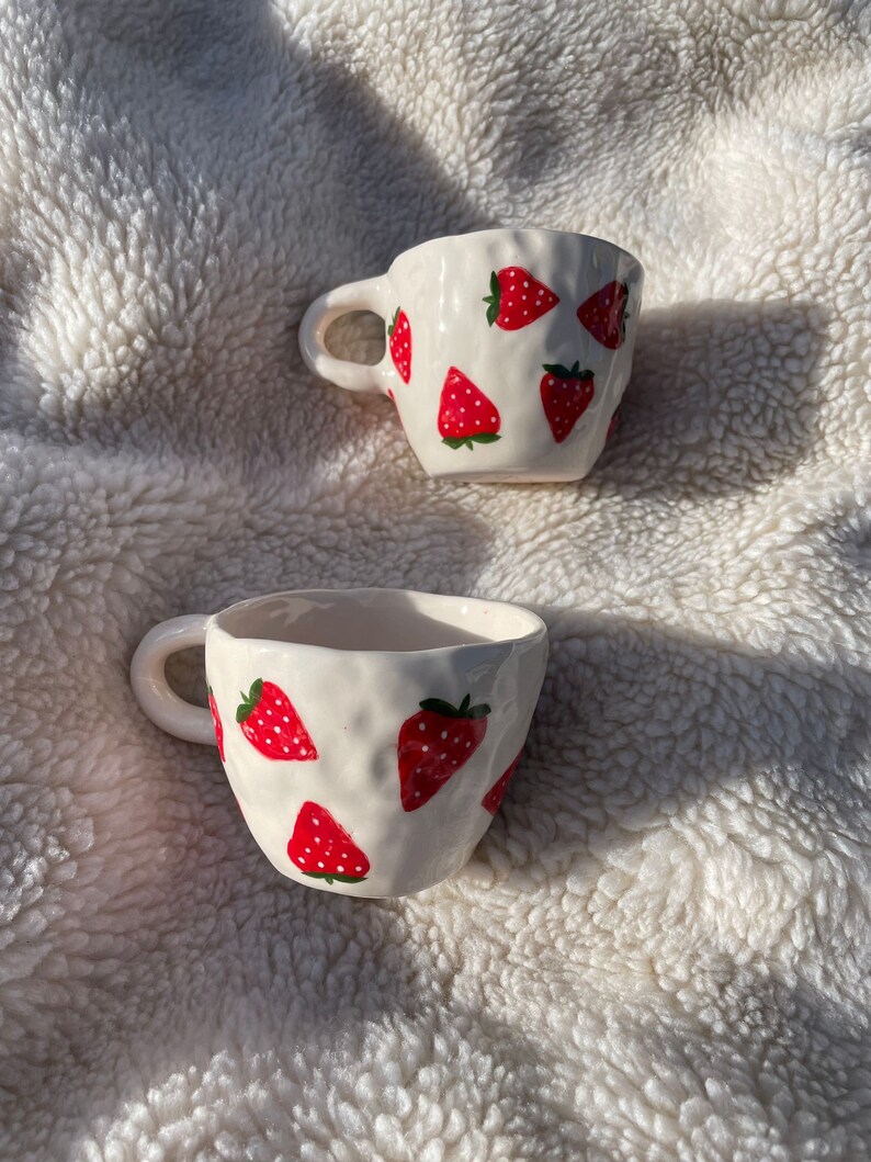 Handmade Ceramic Strawberry Mug With Handle - Etsy