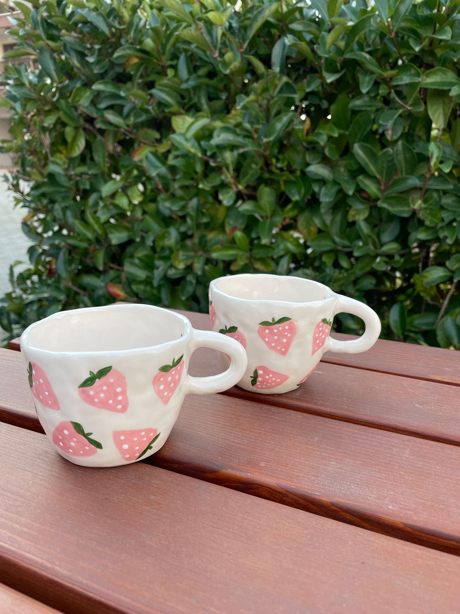 Handmade Light Pink Strawberry Ceramic Mug With Handle - Etsy