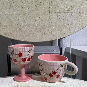 Ceramic Cherry Mug | Handmade Ceramic Cherry Mug With Handle - Etsy