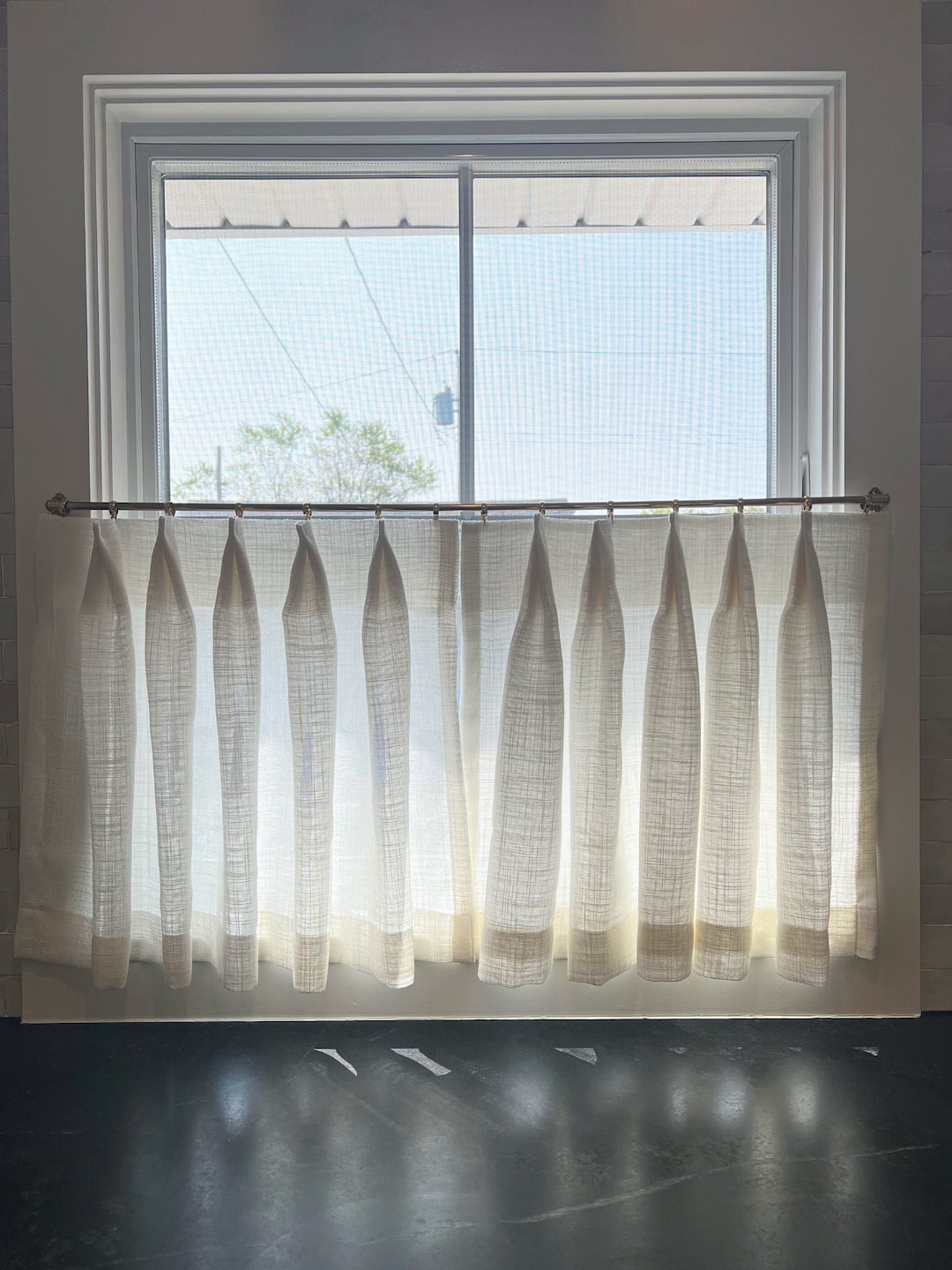 Unlined Soft White Top Pinch Pleat Cafe Curtains & Decorative Panels - Etsy