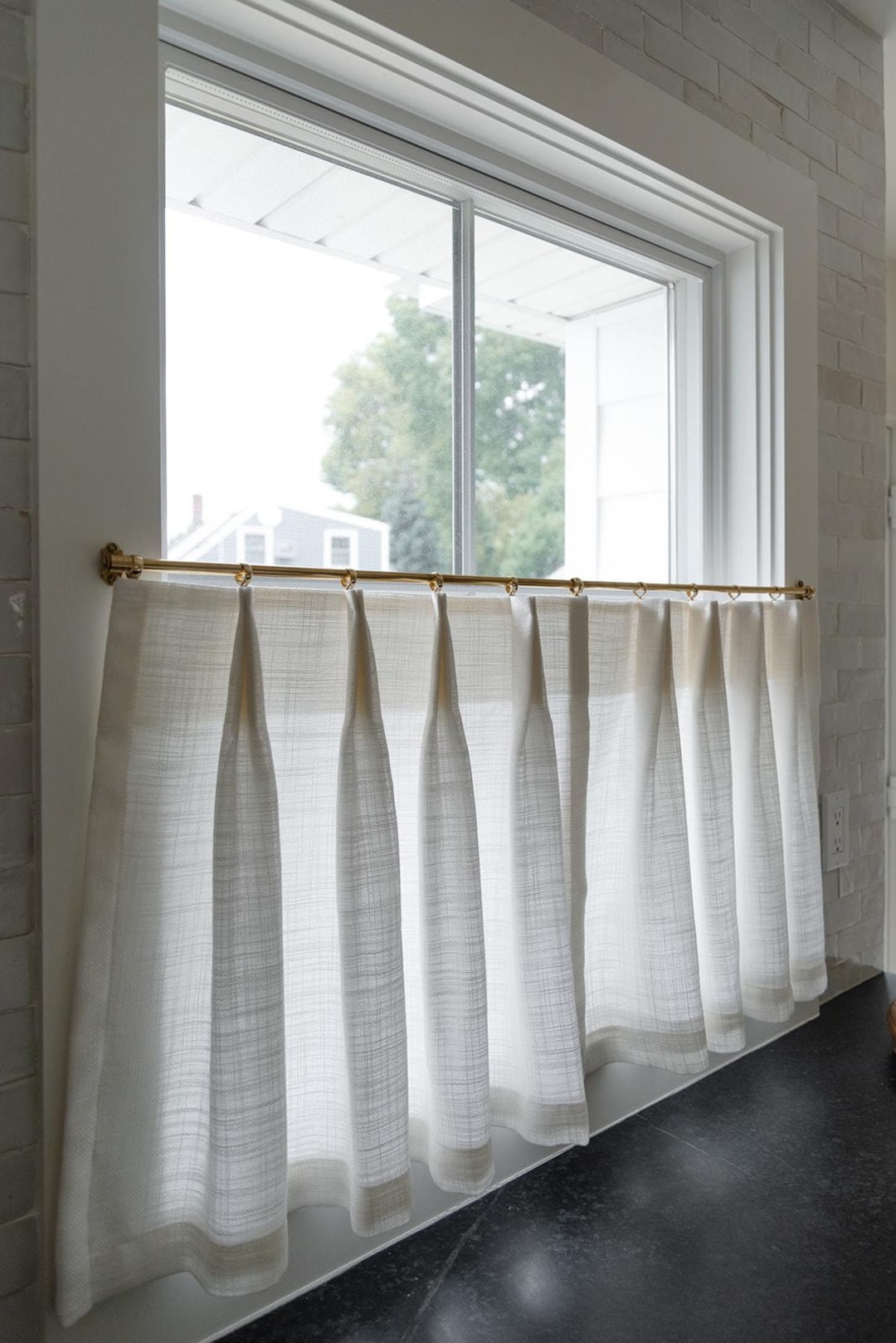Lined Soft White Cafe Curtains | Top Pinch Pleat Cafe Curtain Panels ...