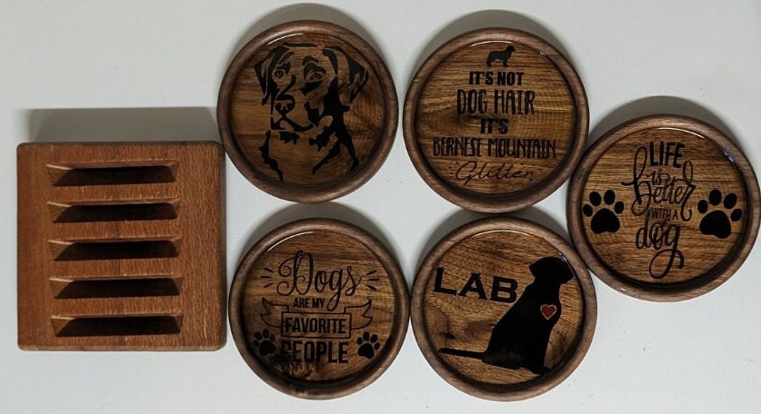Dog Themed Coaster Set of 5w/stand - Etsy