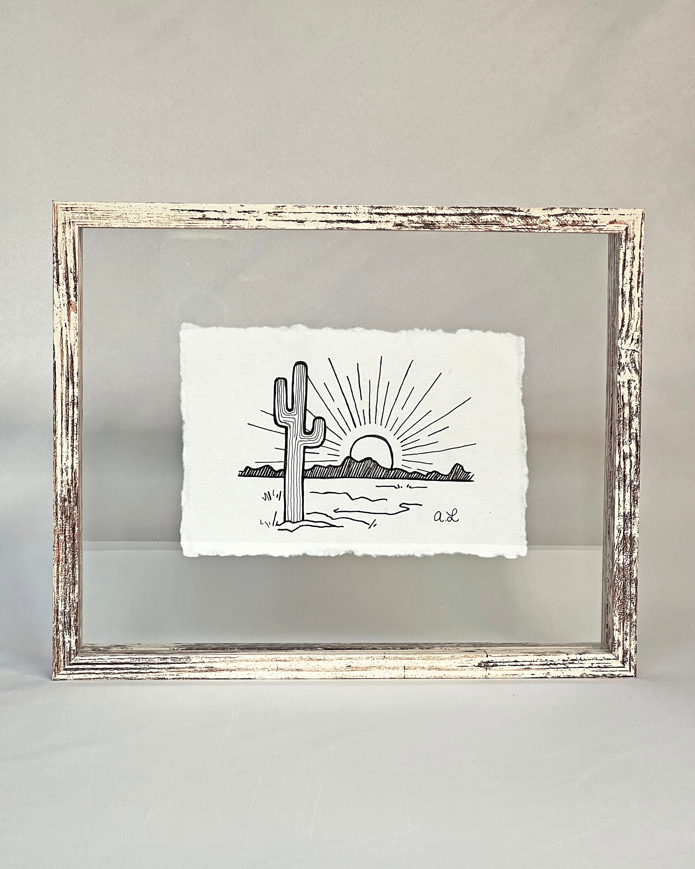 Saguaro Sunset Original Pen & Ink Drawing, Desert Cactus Art - Etsy
