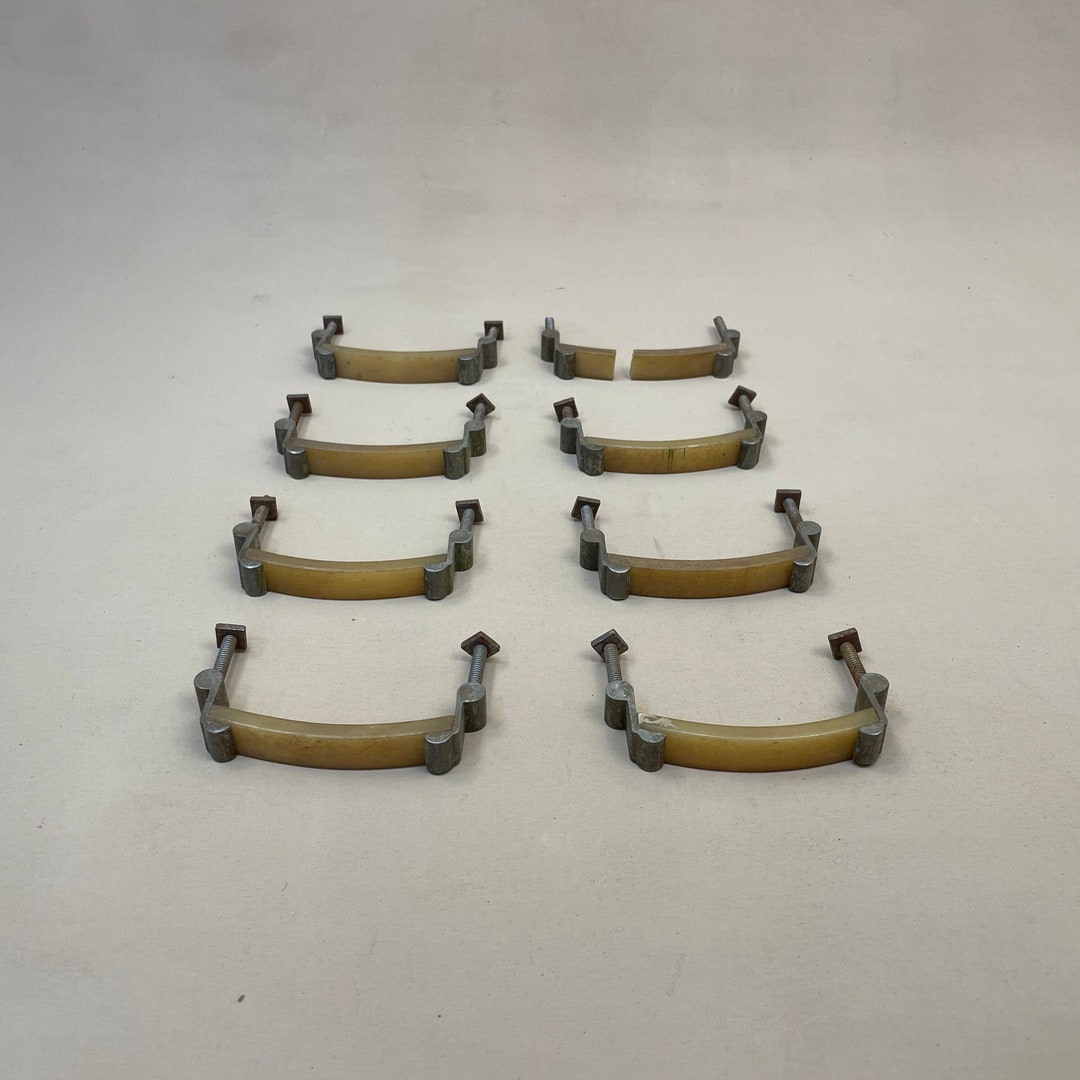 7 Rare Matching Antique Silver Metal Cupboard Handles Drawer Pulls ...