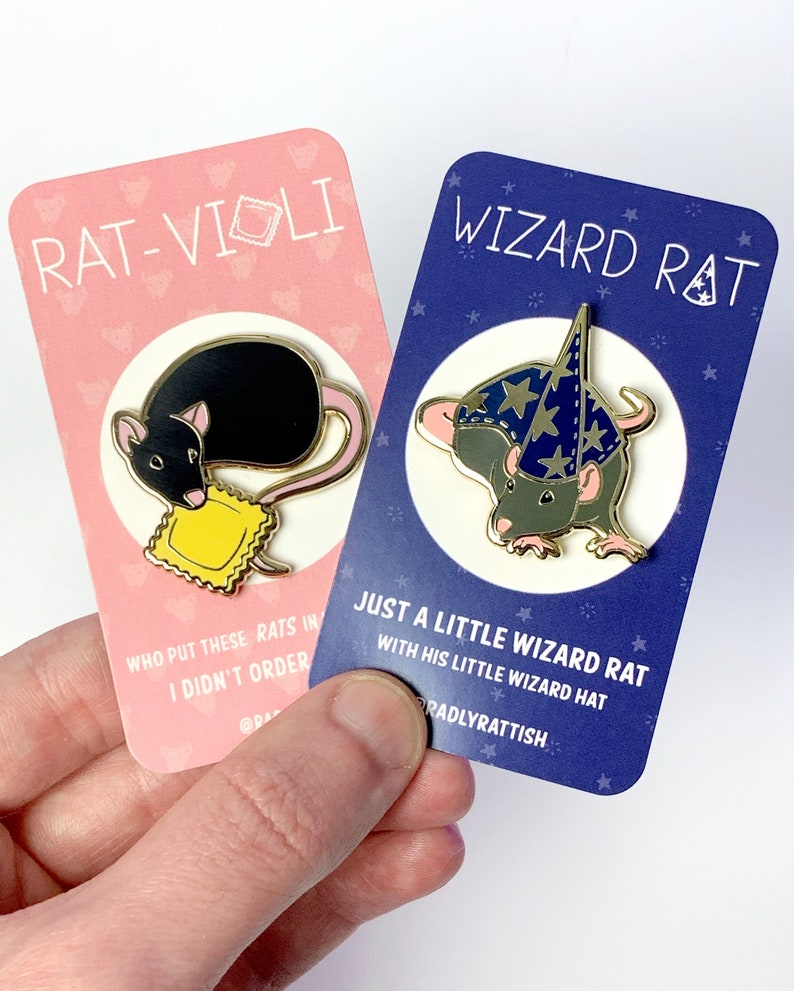 Set of 2 Rat Enamel Pins Ravioli Rat & Wizard Rat - Etsy