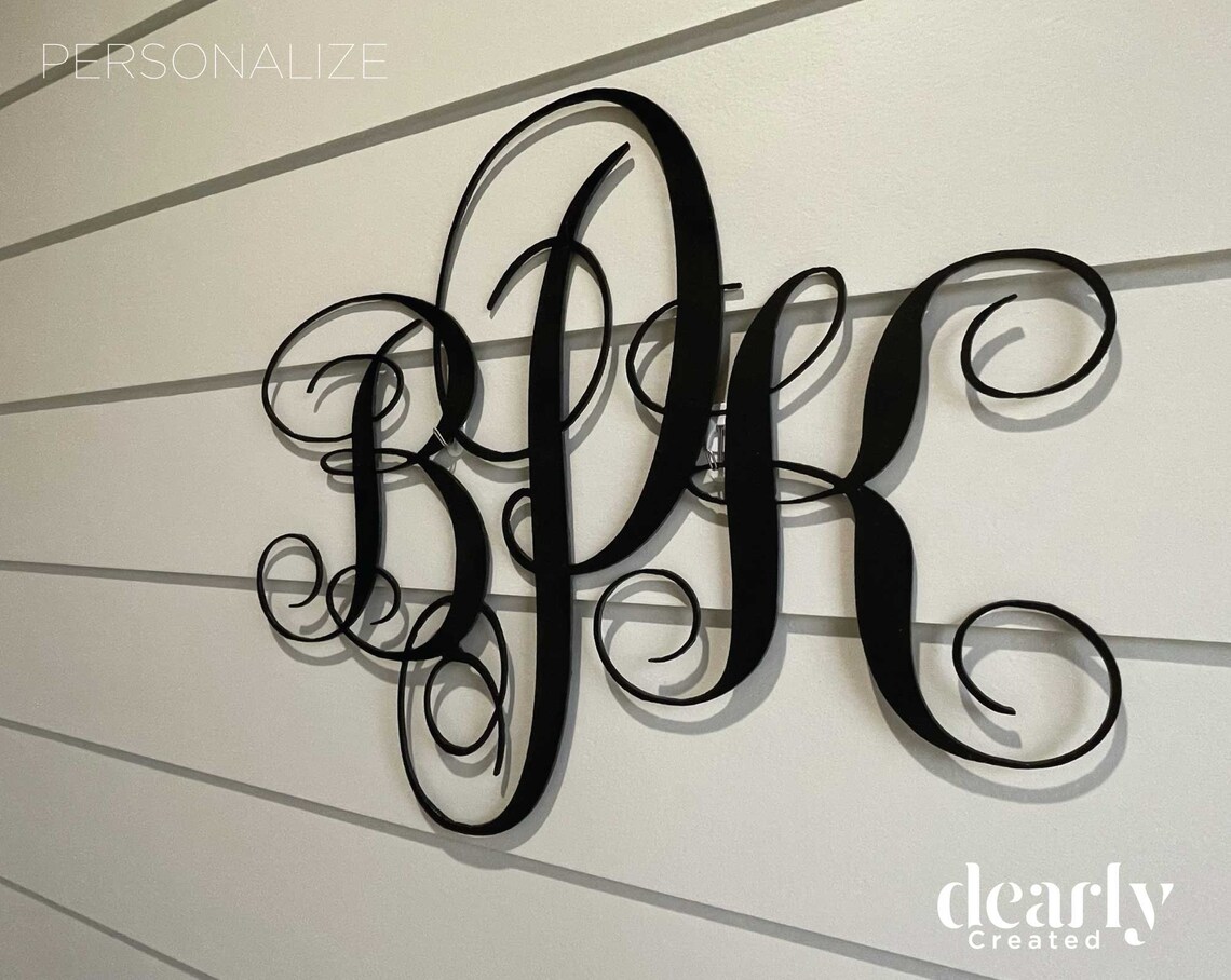 Custom Monogrammed Metal Sign With Name Initials Metal Wall - Etsy