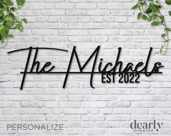 Personalized Scripted Family Metal Sign With Year Date - Etsy