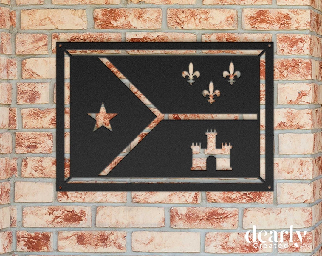 Acadiana Flag Metal Wall Art With Border | Cajun Home Decor | South ...