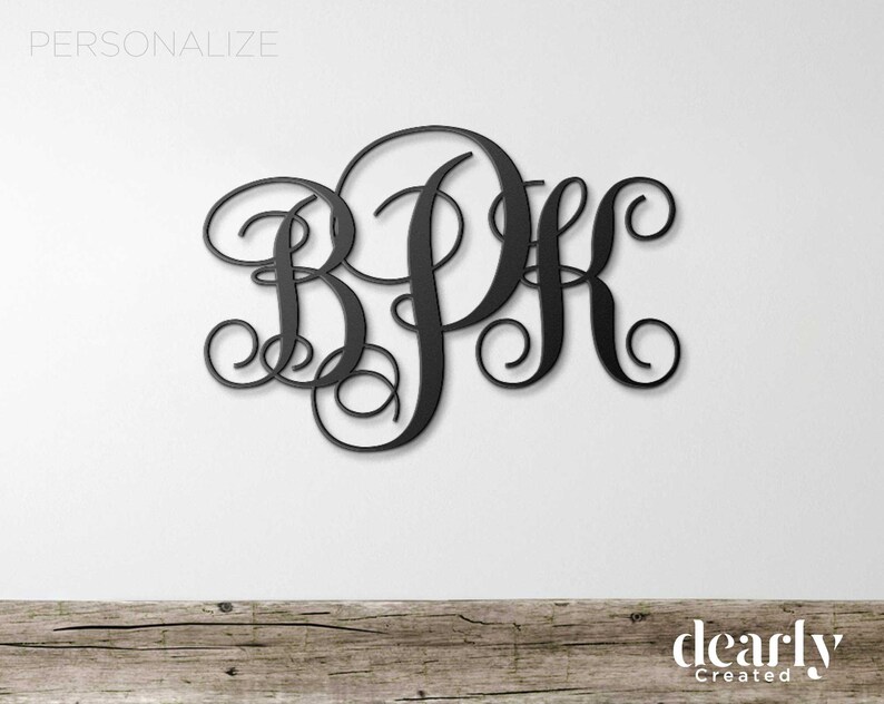 Custom Monogrammed Metal Sign With Name Initials Metal Wall - Etsy