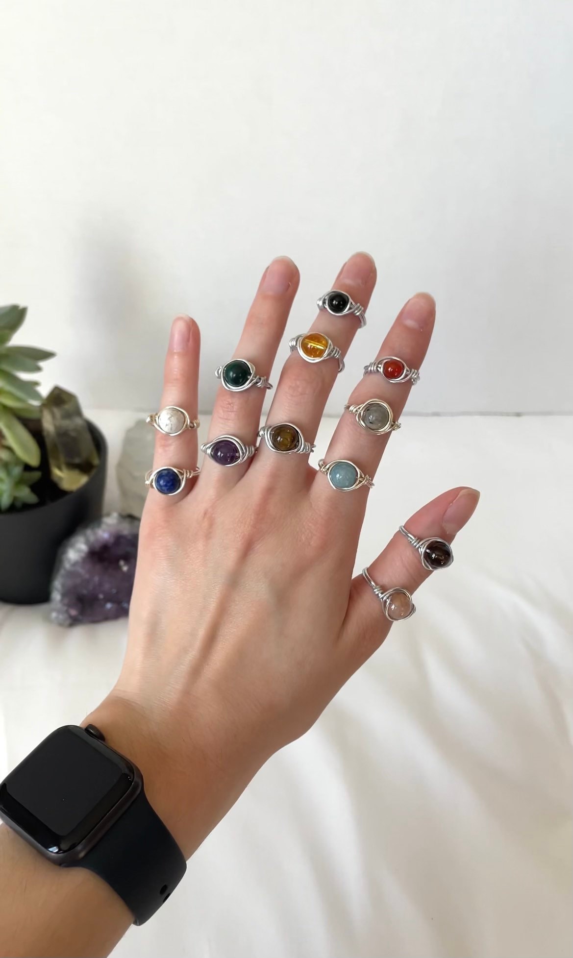 Crystal Ring Silver Ring Choose Your Favorite Crystal - Etsy Canada