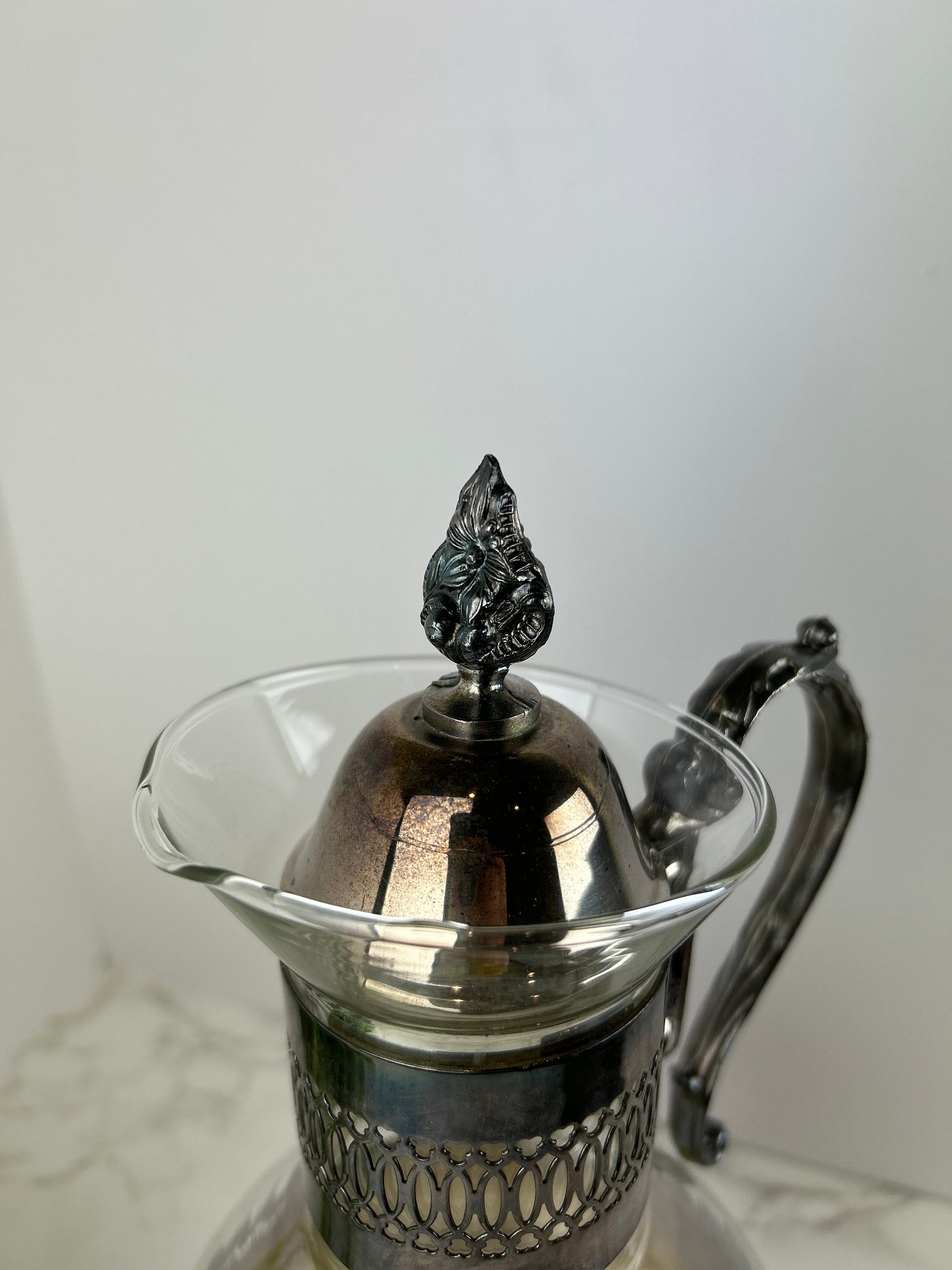 Vintage Corning Brand Glass and Silver-plated Coffee Carafe With Warmer ...