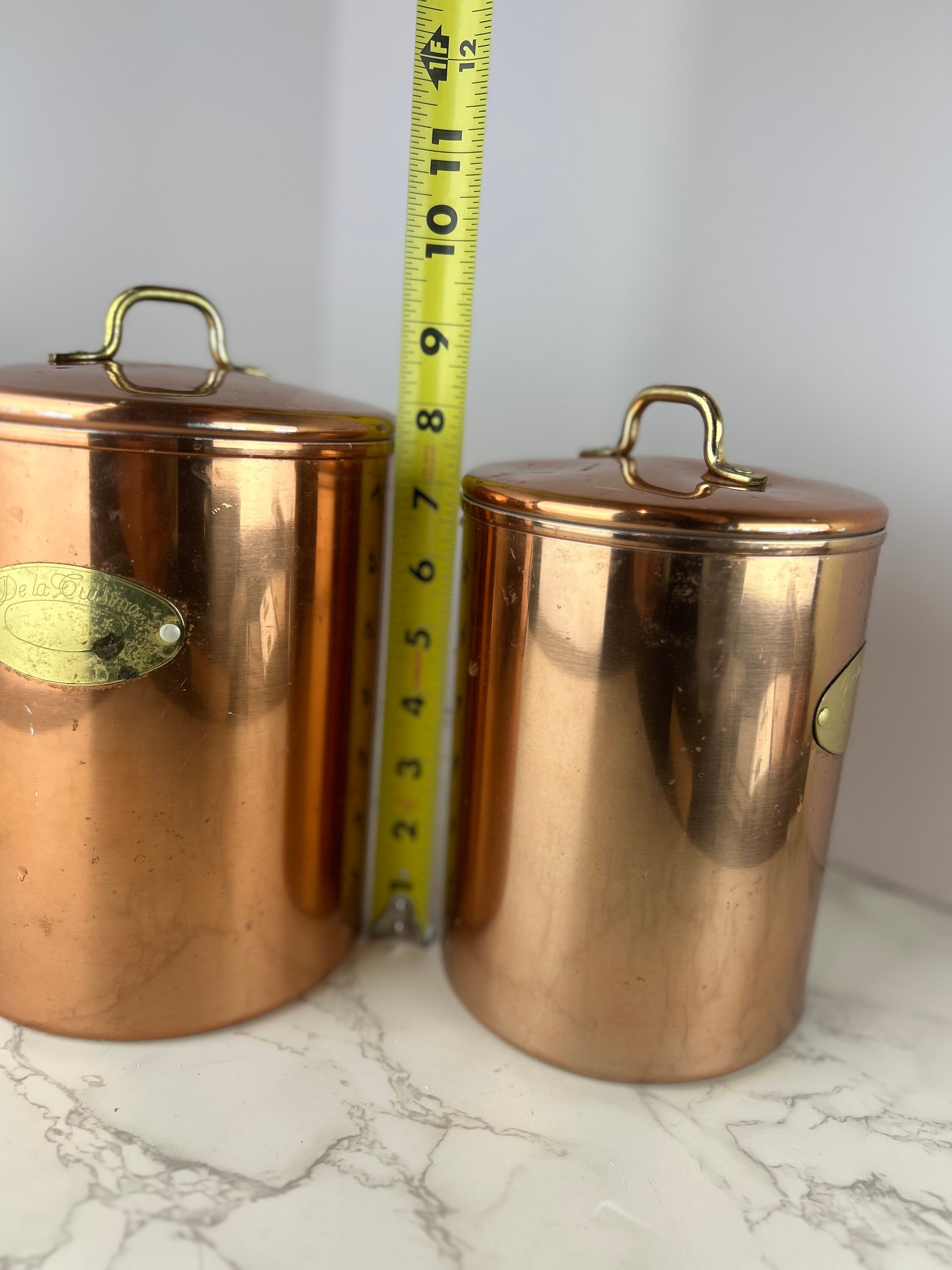 Vintage Copper Kitchen Canisters Set of 2 De La Cuisine Containers With ...