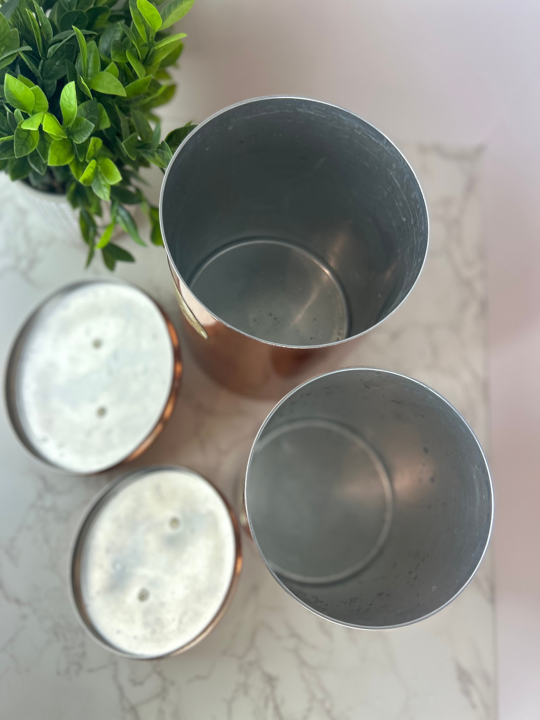 Vintage Copper Kitchen Canisters Set of 2 De La Cuisine Containers With ...