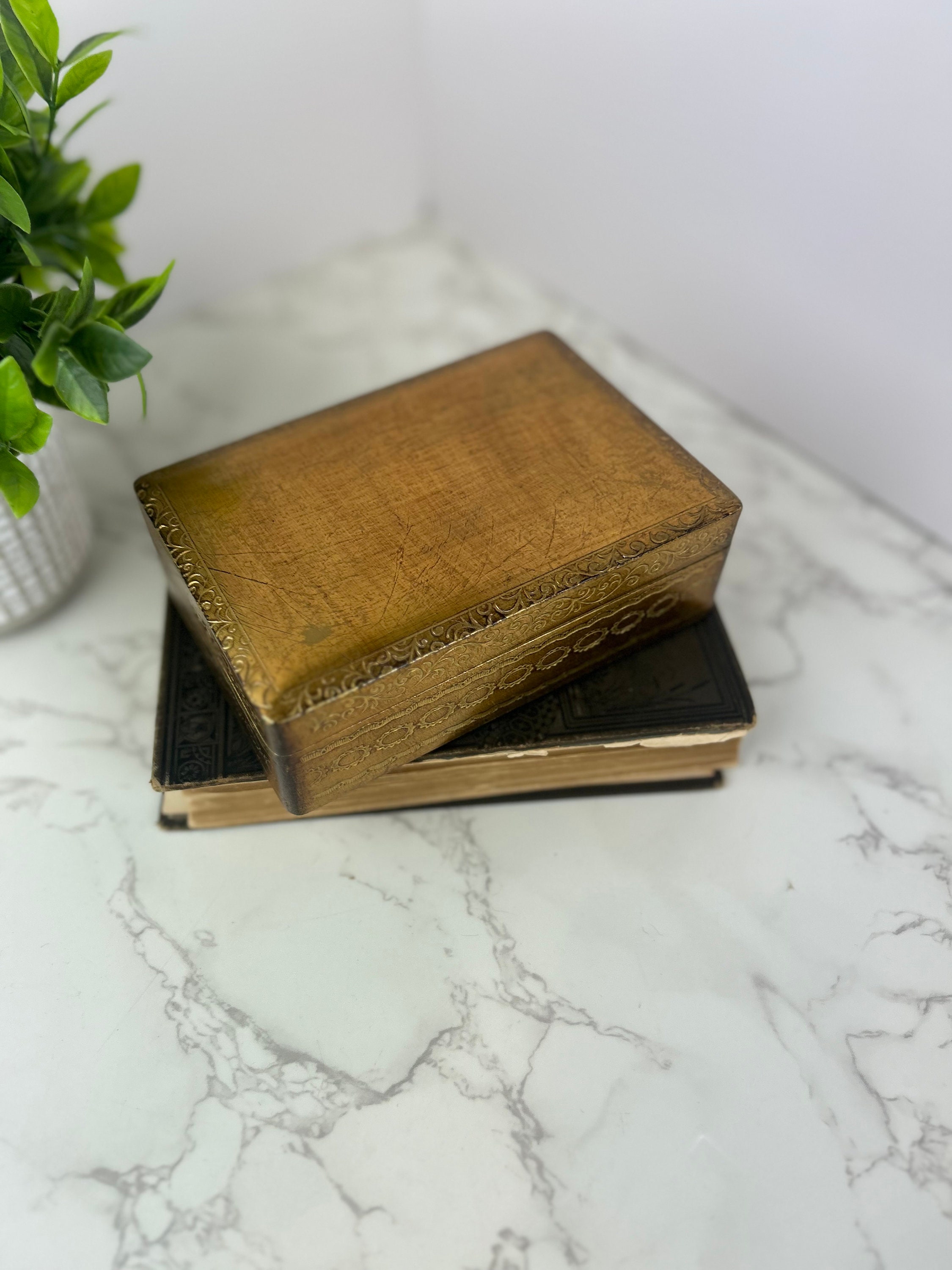 Vintage Florentine Box Gold Leaf Jewelry Box Italian Trinket Box - Etsy