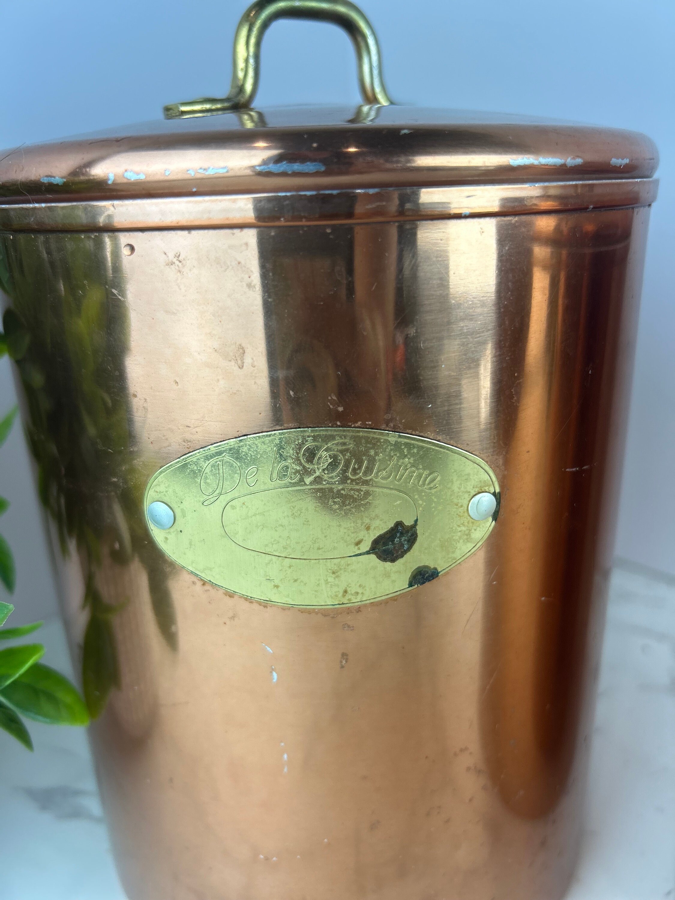 Vintage Copper Kitchen Canisters Set of 2 De La Cuisine Containers With ...