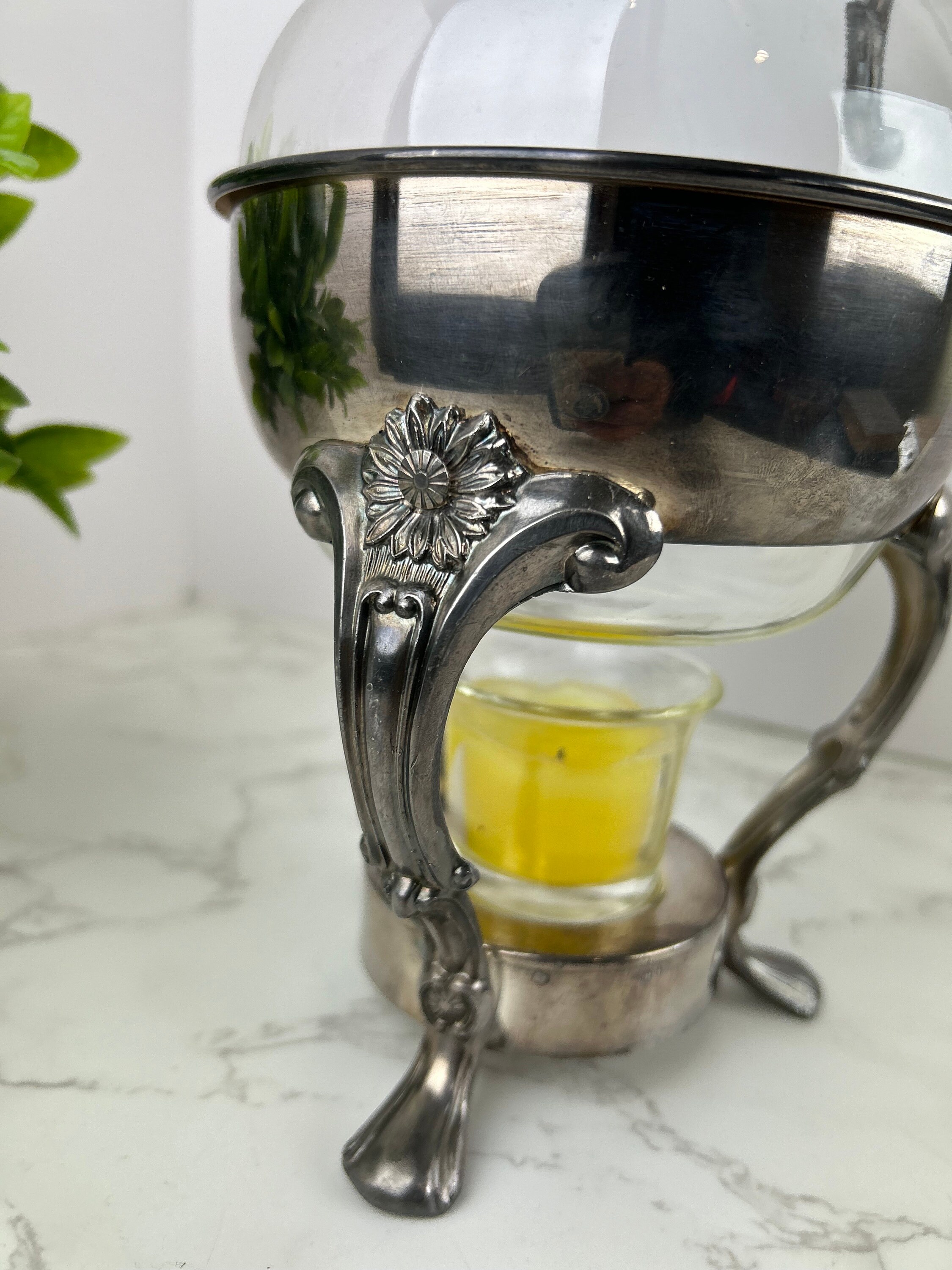 Vintage Corning Brand Glass and Silver-plated Coffee Carafe With Warmer ...