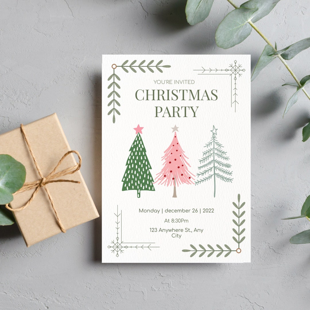 Editable CHRISTMAS PARTY Invitation Cards DIY, Easy to Adjust and Edit ...