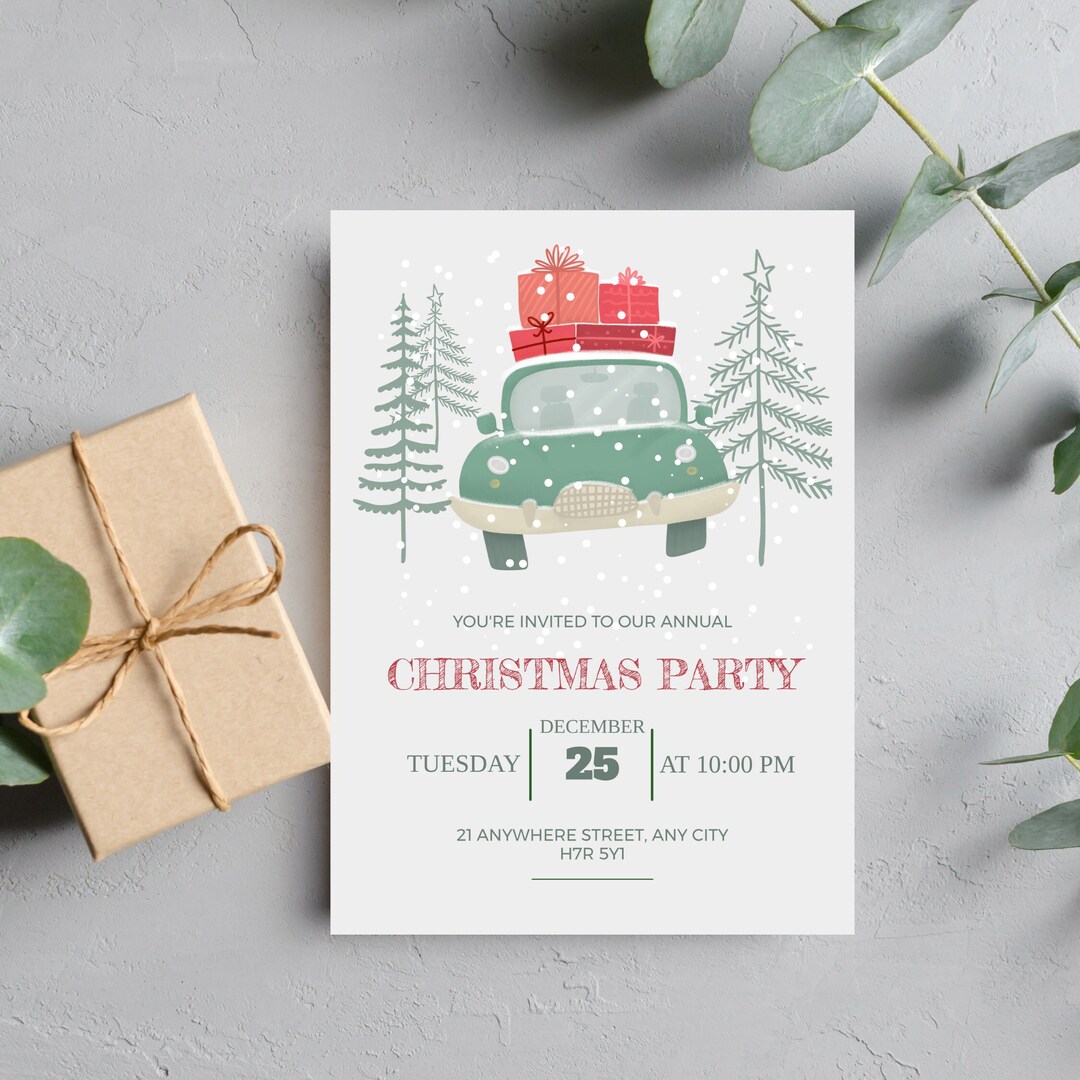 Editable CHRISTMAS PARTY Invitation Cards DIY, Easy to Adjust and Edit ...