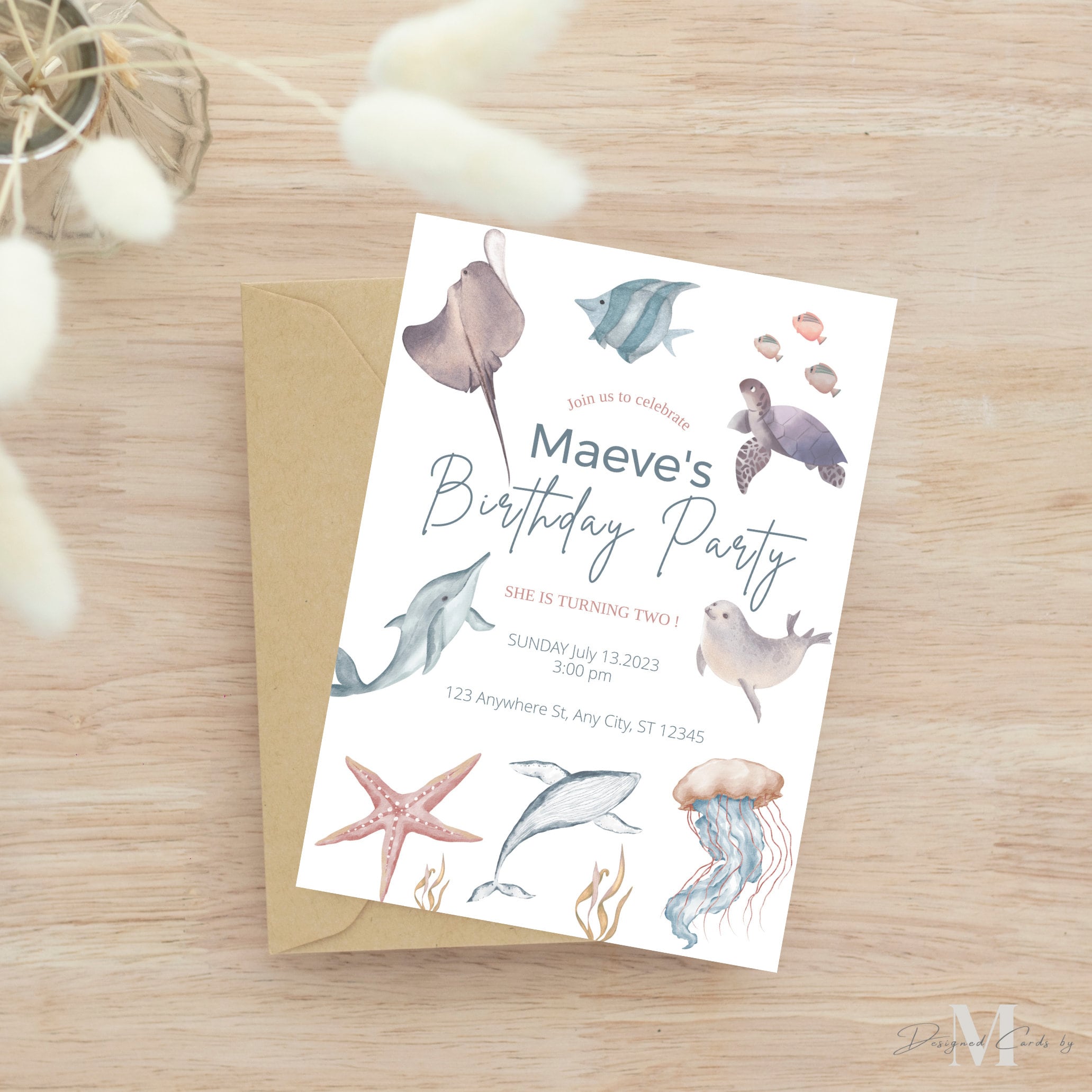 Under the Sea Invitation Template, Sea Animals, Sea Creatures, Whale ...