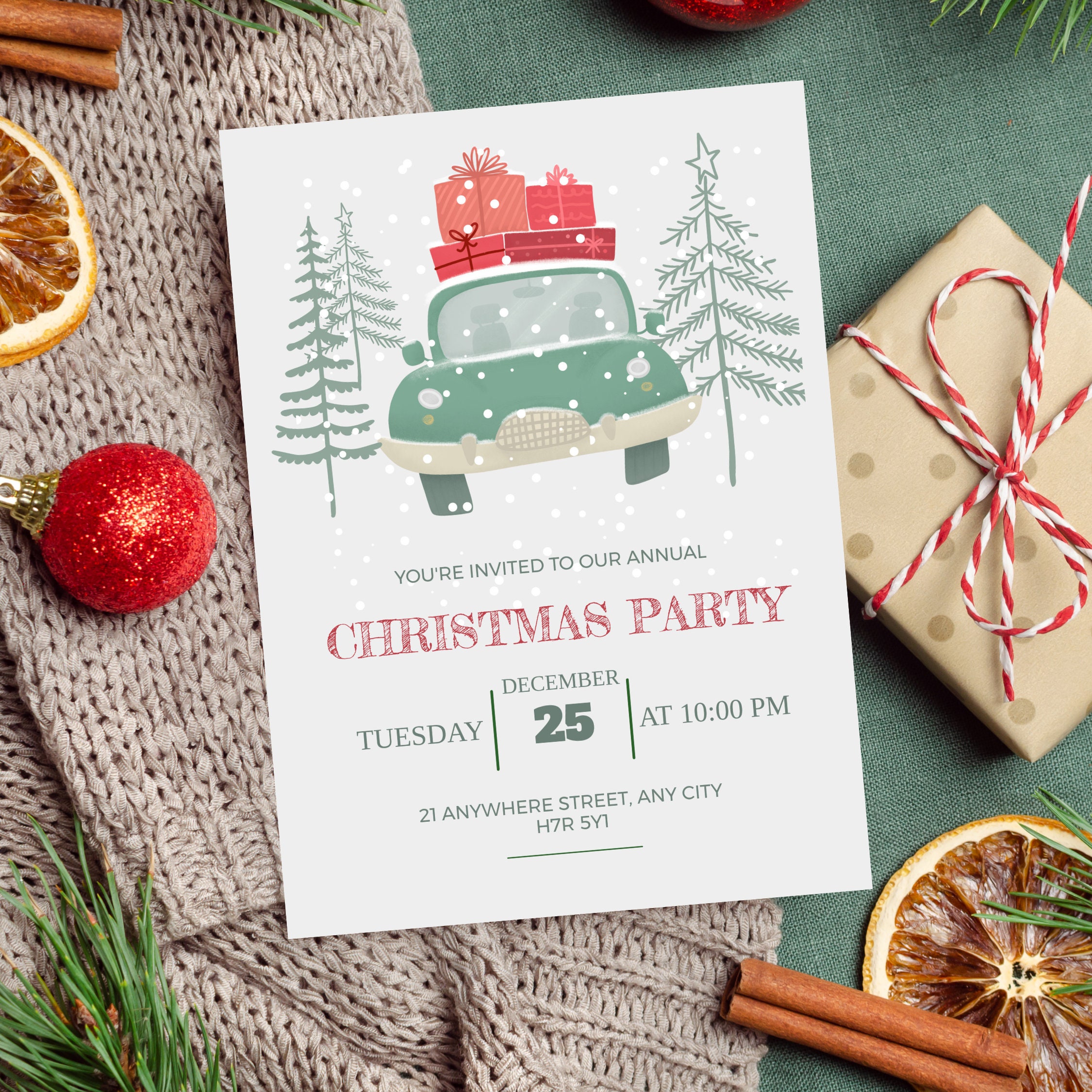 Editable CHRISTMAS PARTY Invitation Cards DIY, Easy to Adjust and Edit ...