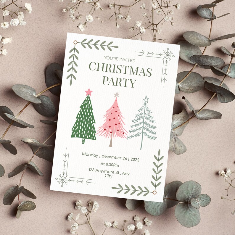 Editable CHRISTMAS PARTY Invitation Cards DIY, Easy to Adjust and Edit ...