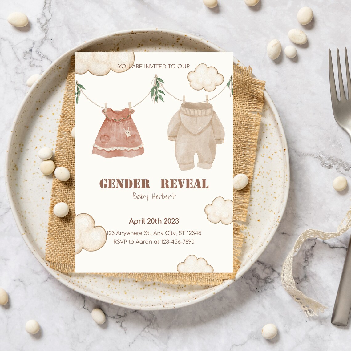 Editable Gender Reveal Invitation Cards DIY, Easy to Adjust and Edit ...